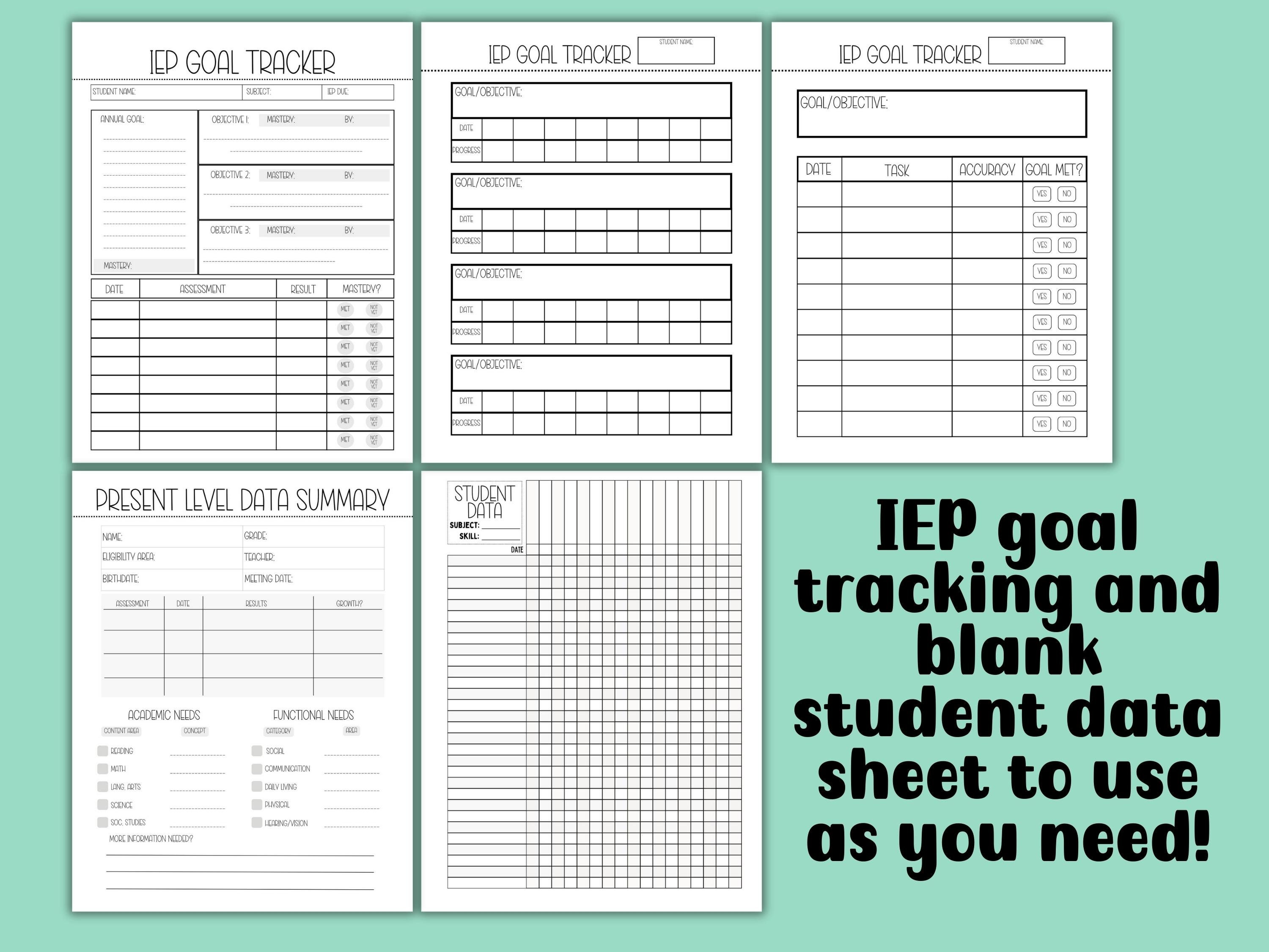 Student Data Tracker, Basic Skills Assessment, IEP Goal Tracker, Basic ...