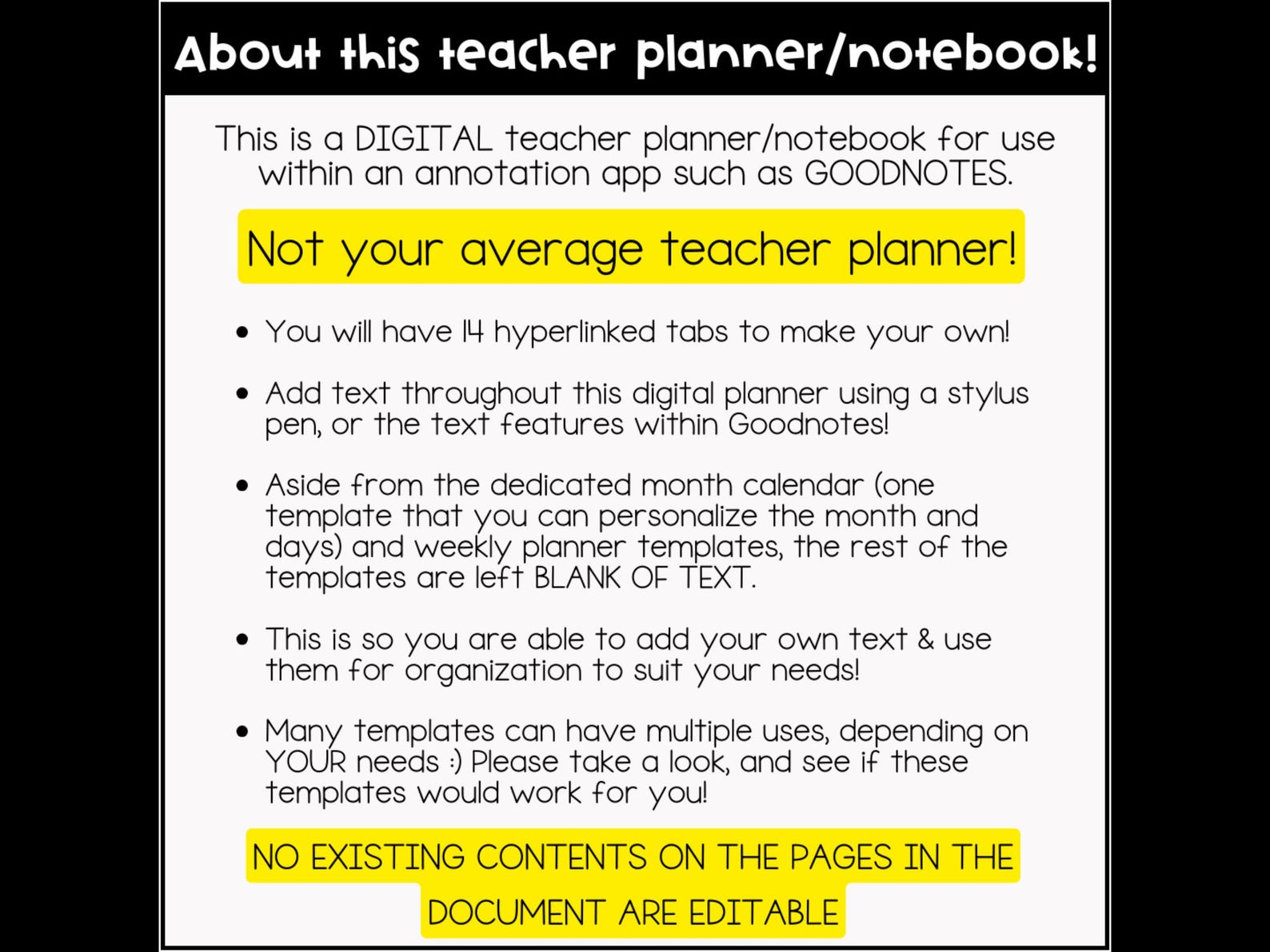 Retro Digital Teacher Planner, Digital Notebook for Teachers, Blank ...