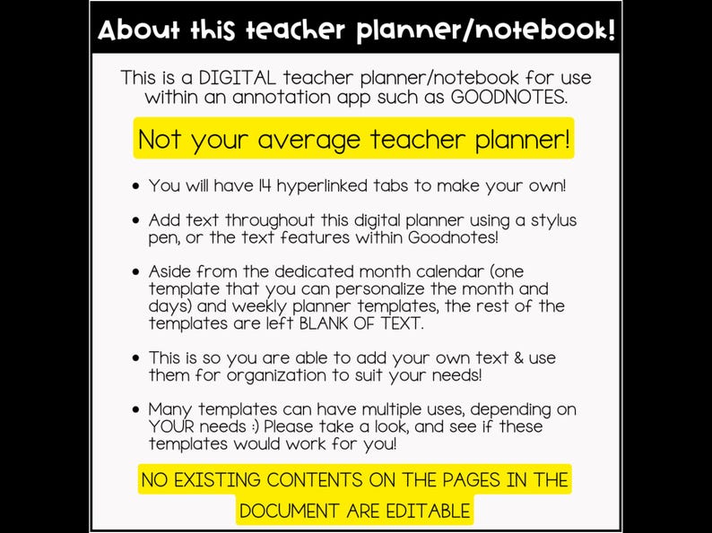 Retro Digital Teacher Planner, Digital Notebook for Teachers, Blank ...