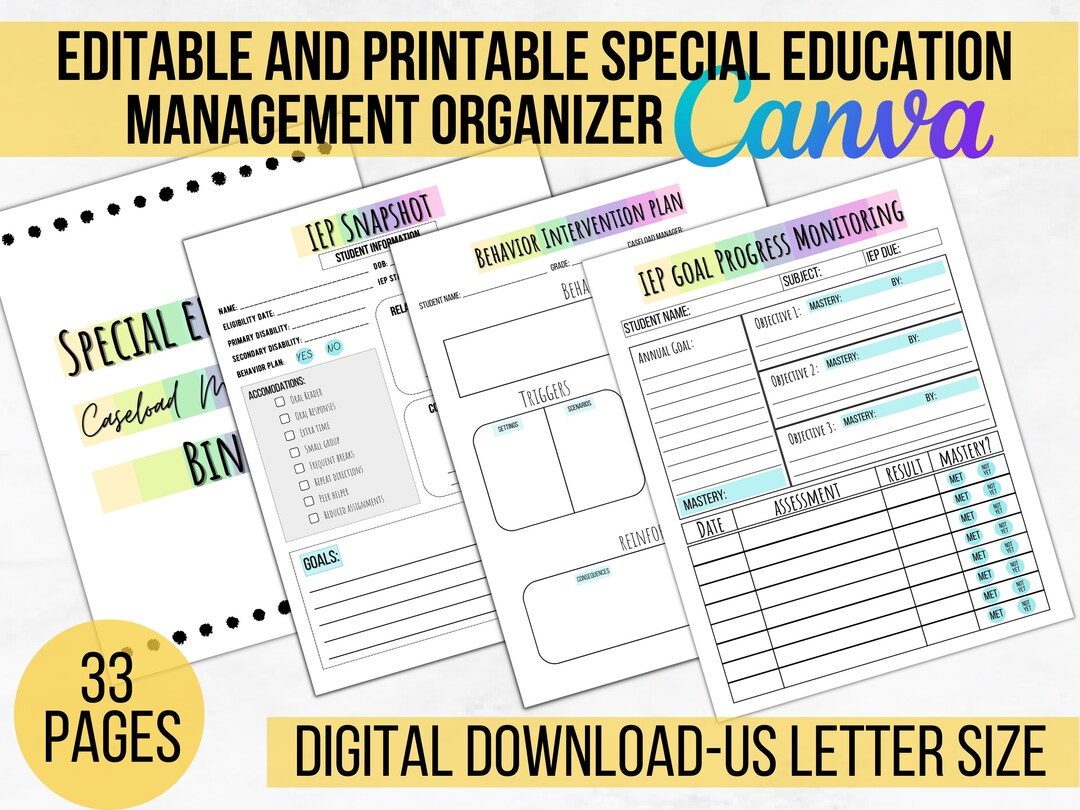 Editable Special Education Caseload Templates Canva - Etsy