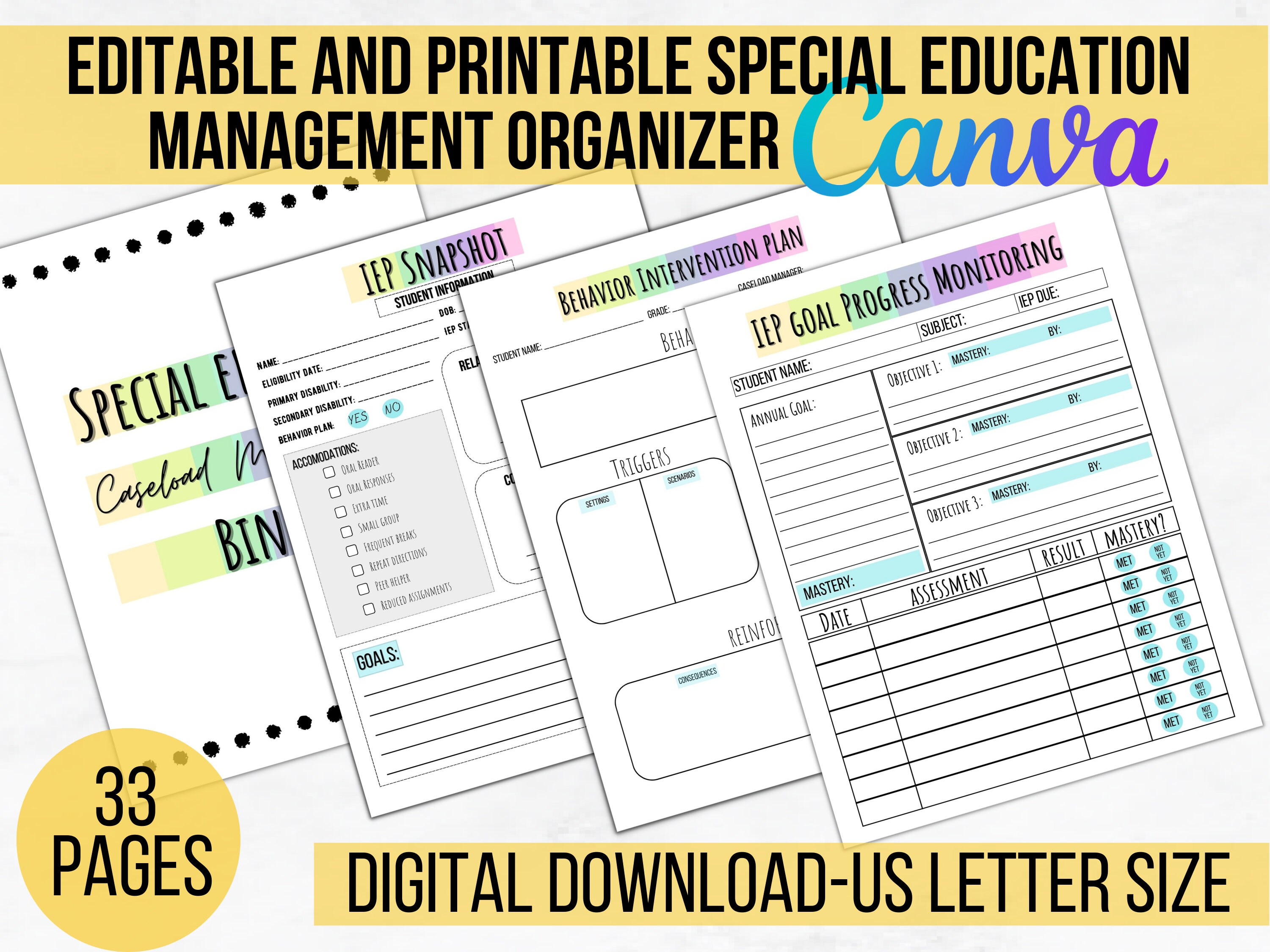 Editable Special Education Caseload Templates Canva - Etsy