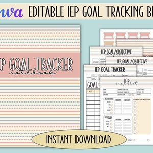 IEP Goal Tracking Binder, Editable Iep Goal Tracking Templates ...