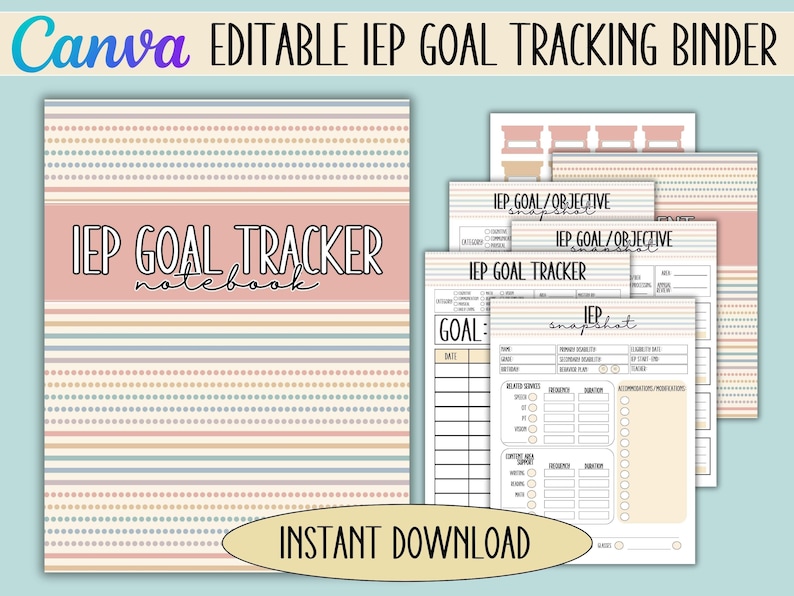 IEP Goal Tracking Binder, Editable Iep Goal Tracking Templates ...