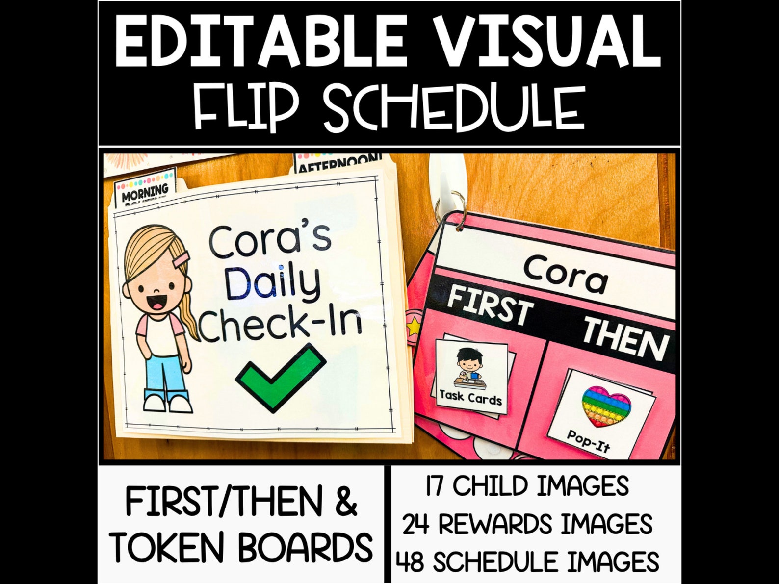 Editable Visual Flip Schedule, First Then Boards, Token Boards, SPED ...