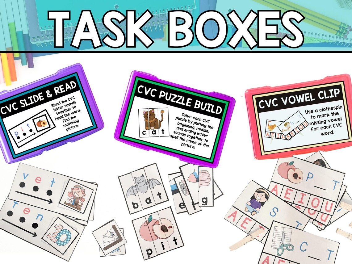 CVC Word Activities Short Vowel Centers Phonics Games for - Etsy