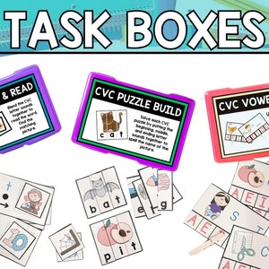 CVC Word Activities, Short Vowel Centers, Phonics Games for Early ...