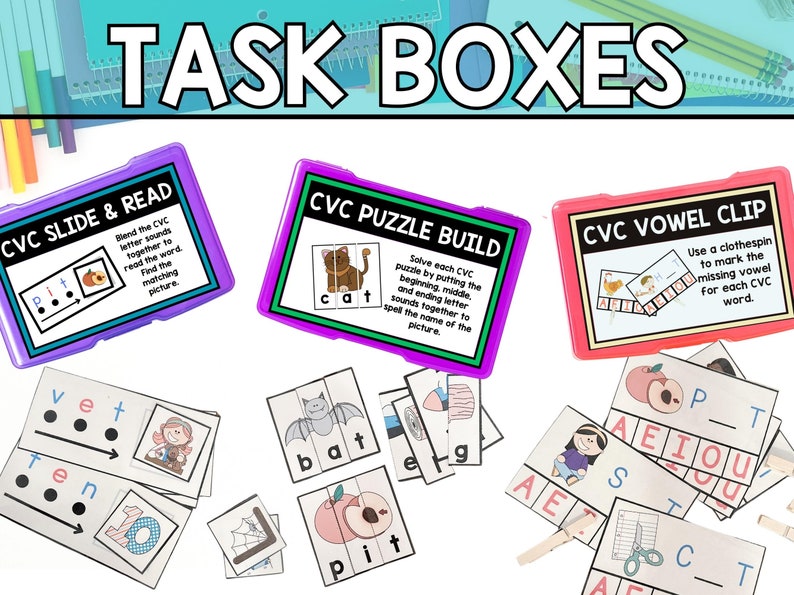 CVC Word Activities Short Vowel Centers Phonics Games for - Etsy