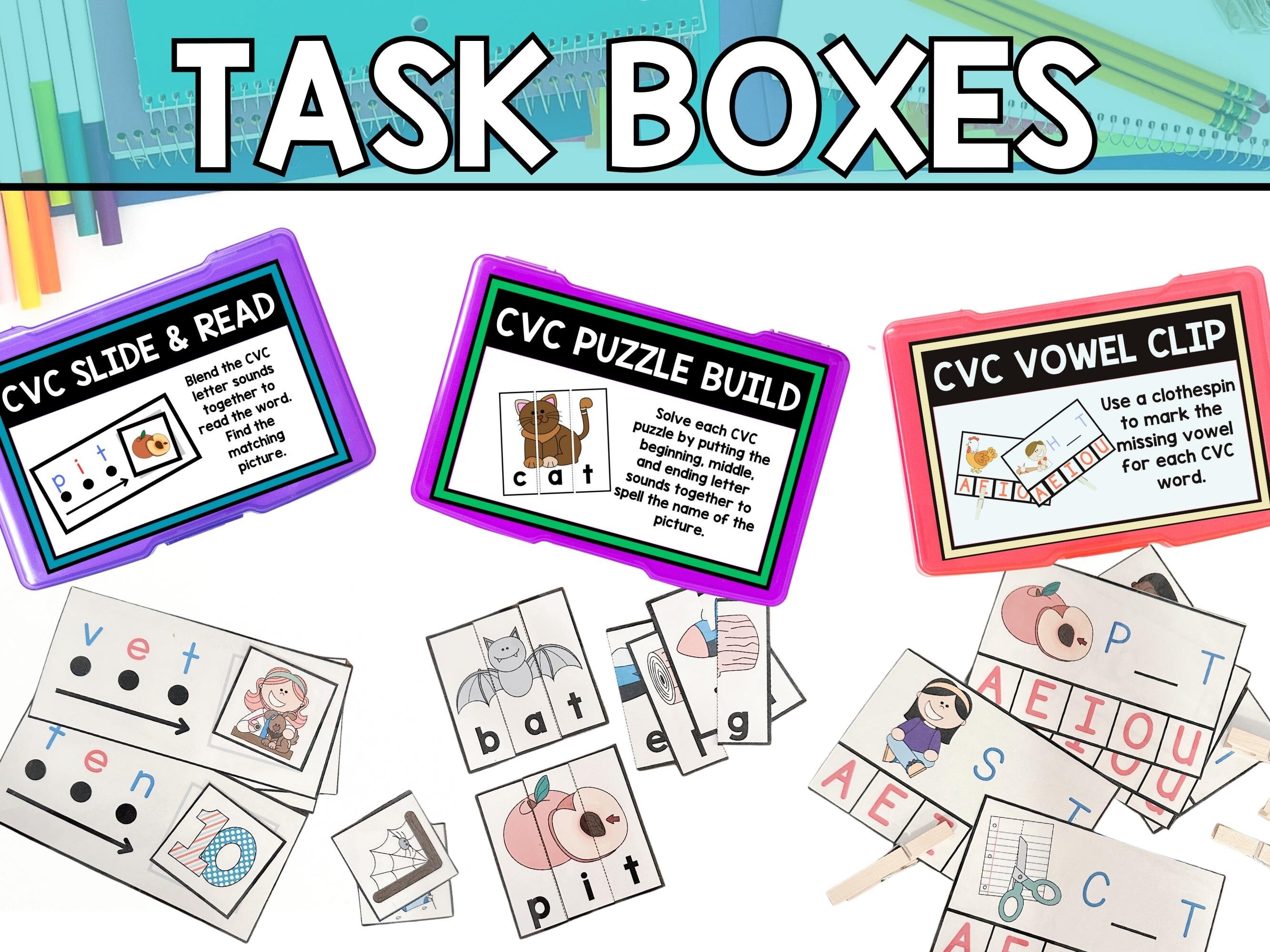 CVC Word Activities Short Vowel Centers Phonics Games for - Etsy