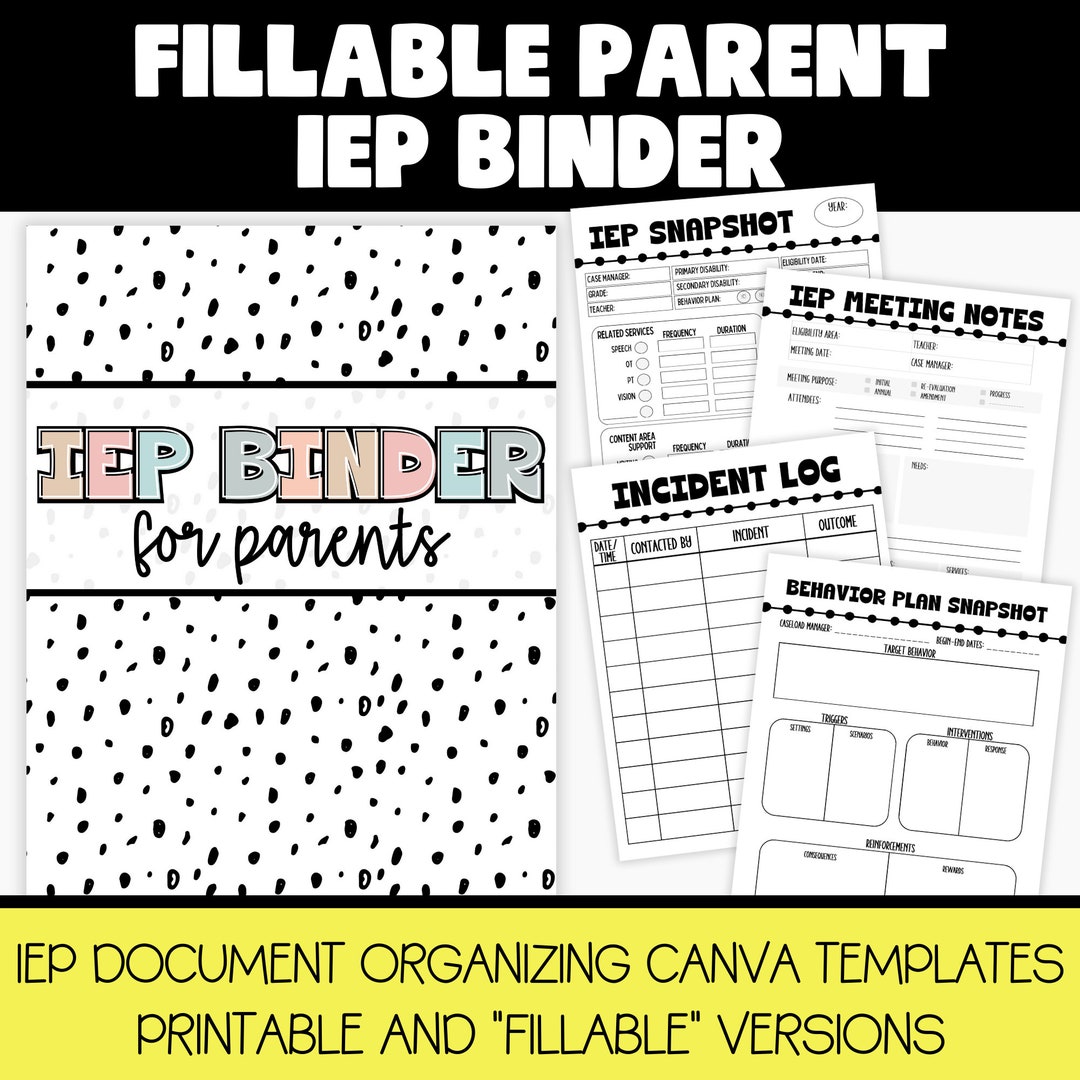 Editable Boho Parent IEP Binder, Printable IEP Meeting Tracker ...