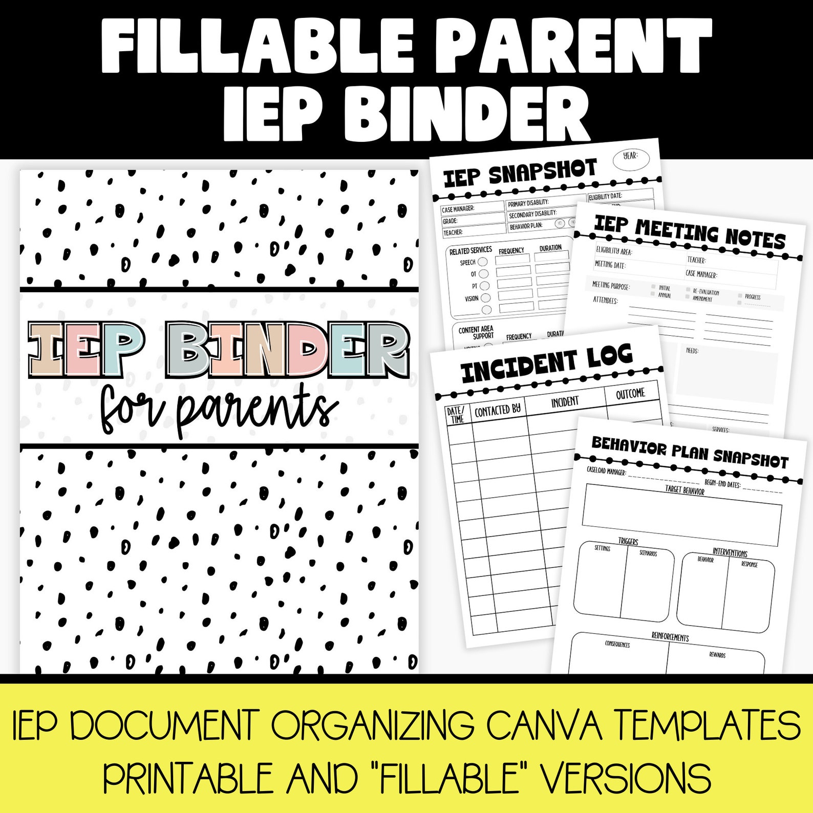 Editable Boho Parent IEP Binder, Printable IEP Meeting Tracker ...