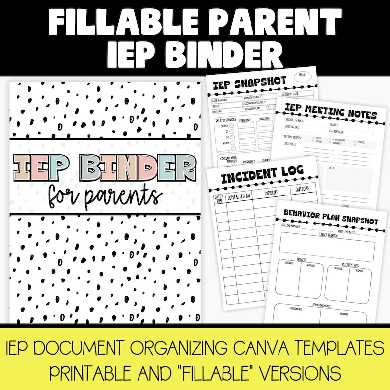 Editable Boho Parent IEP Binder, Printable IEP Meeting Tracker ...