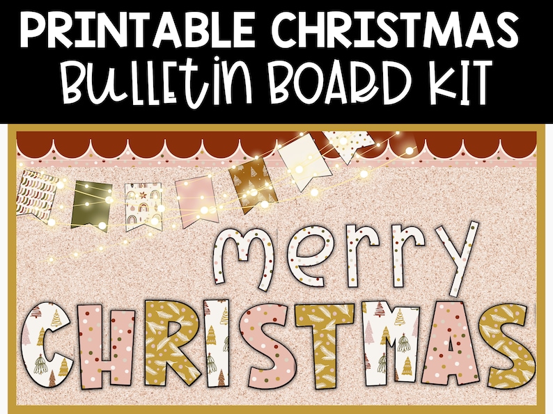 Printable Boho Christmas Bulletin Board Kit, Boho Classroom Decor ...