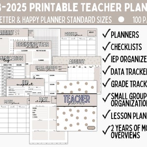 Printable Boho Teacher Planner, Teacher Lesson Planner Organizer, 2023 ...