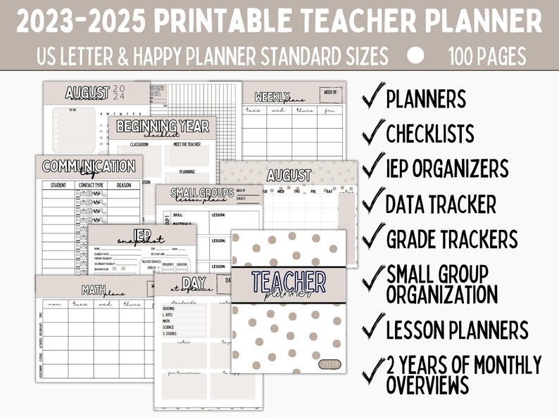 Printable Boho Teacher Planner, Teacher Lesson Planner Organizer, 2023 ...