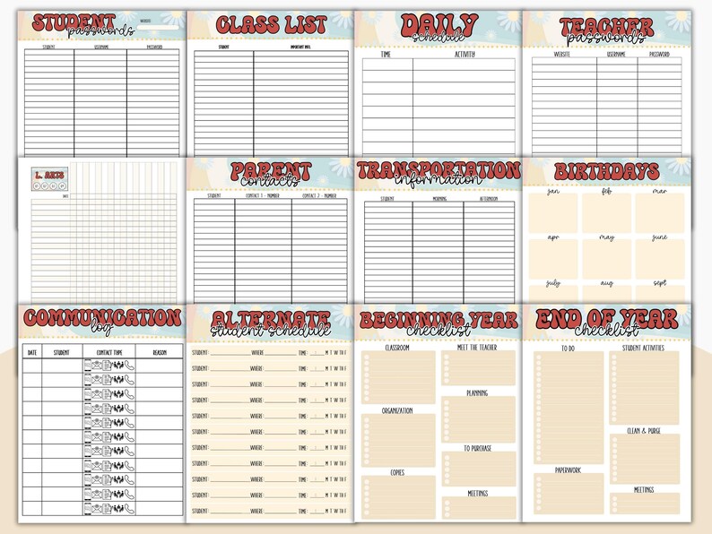 Self Contained Special Education Planner, Editable Retro Teacher ...