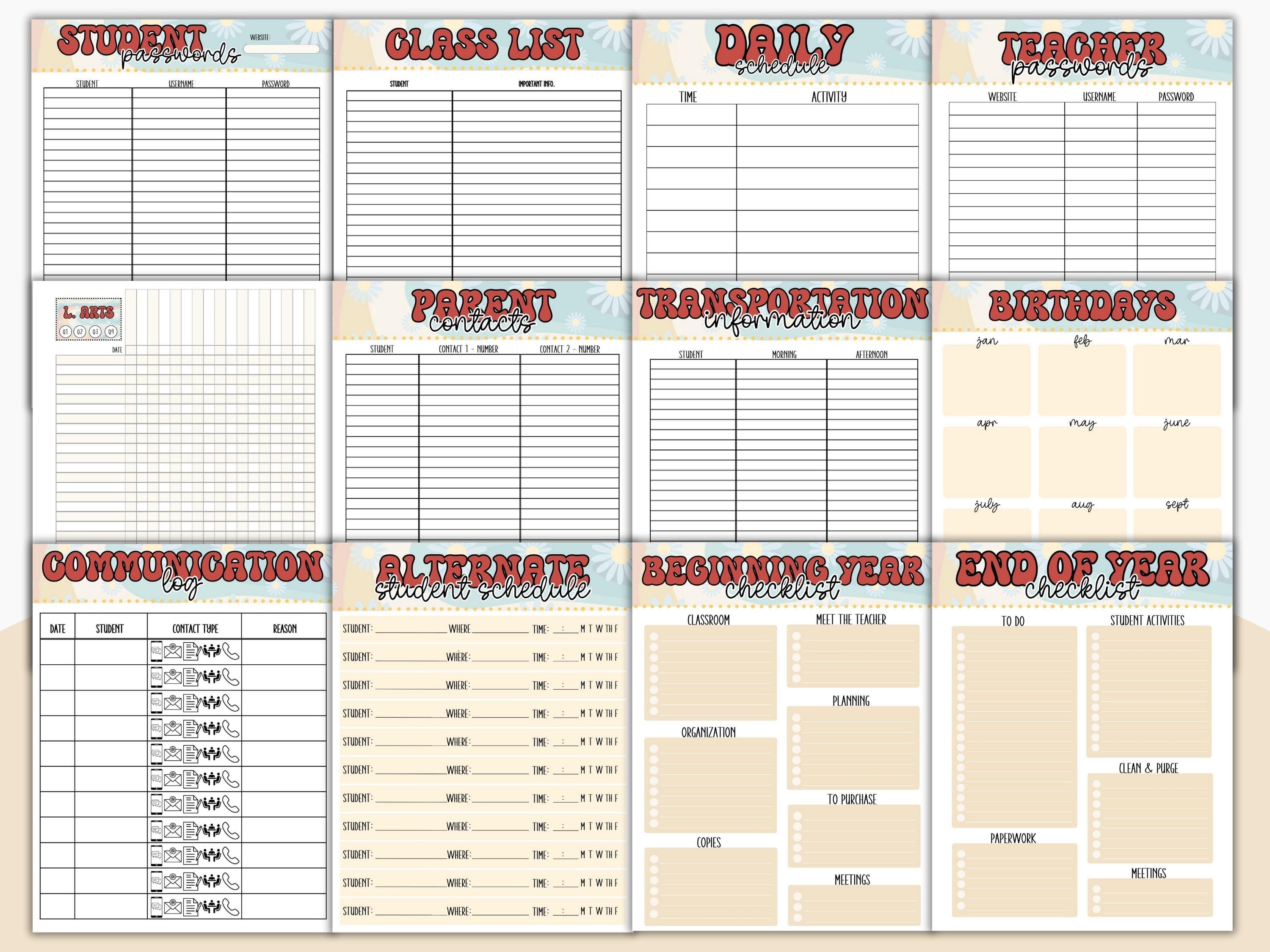 Self Contained Special Education Planner, Editable Retro Teacher ...