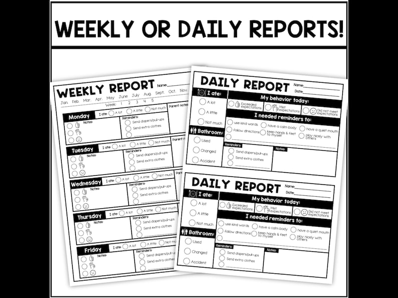 Take Home Folder With Daily and Weekly Reports, Behavior Tracking ...