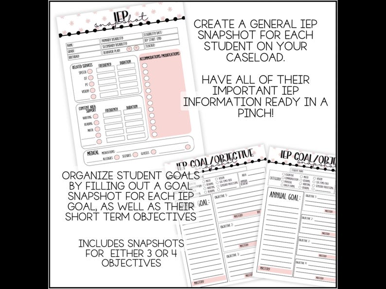 FILLABLE IEP Goal Data Trackers, Caseload Management, Special Education ...