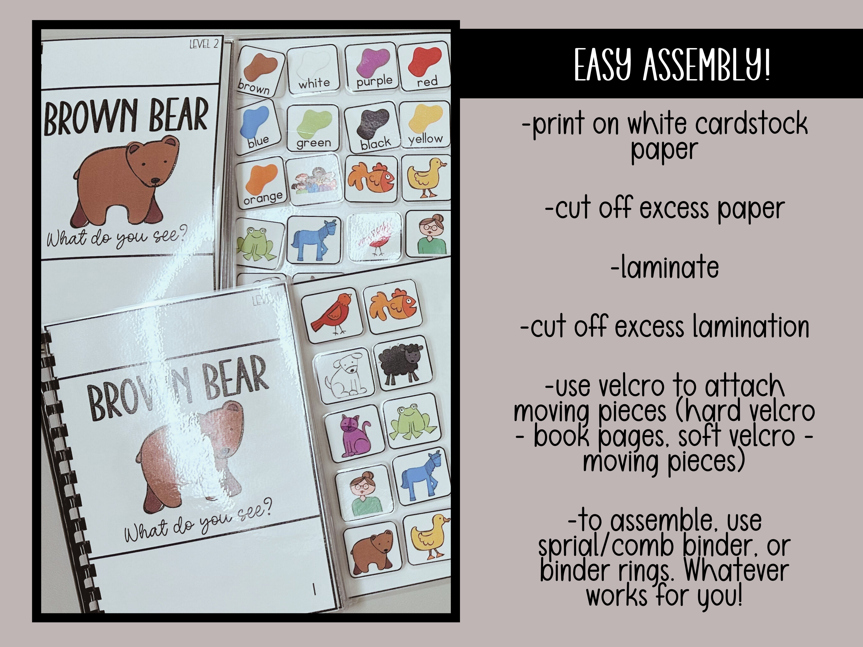 Printable Adapted Brown Bear Book, Special Education, Visually Impaired ...