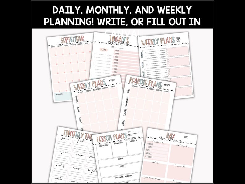 Editable Self Contained Special Education Planner, Editable Boho ...