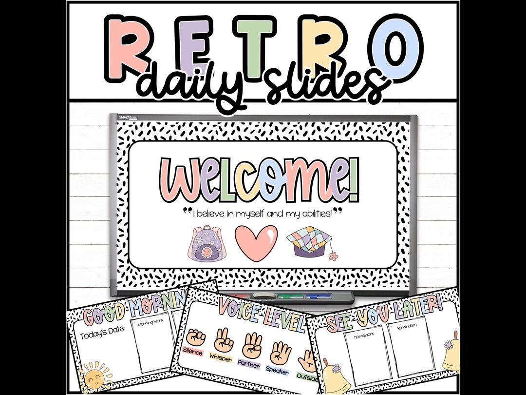 Retro Morning Message Slides, Morning Meeting, Daily Schedule ...
