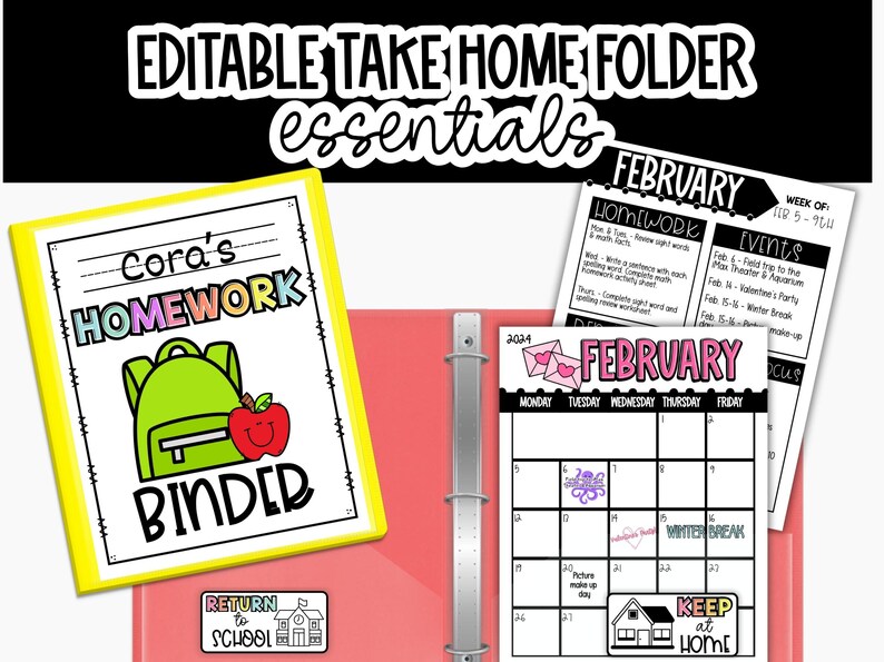 Editable Take Home Folder Canva Templates Student Homework - Etsy