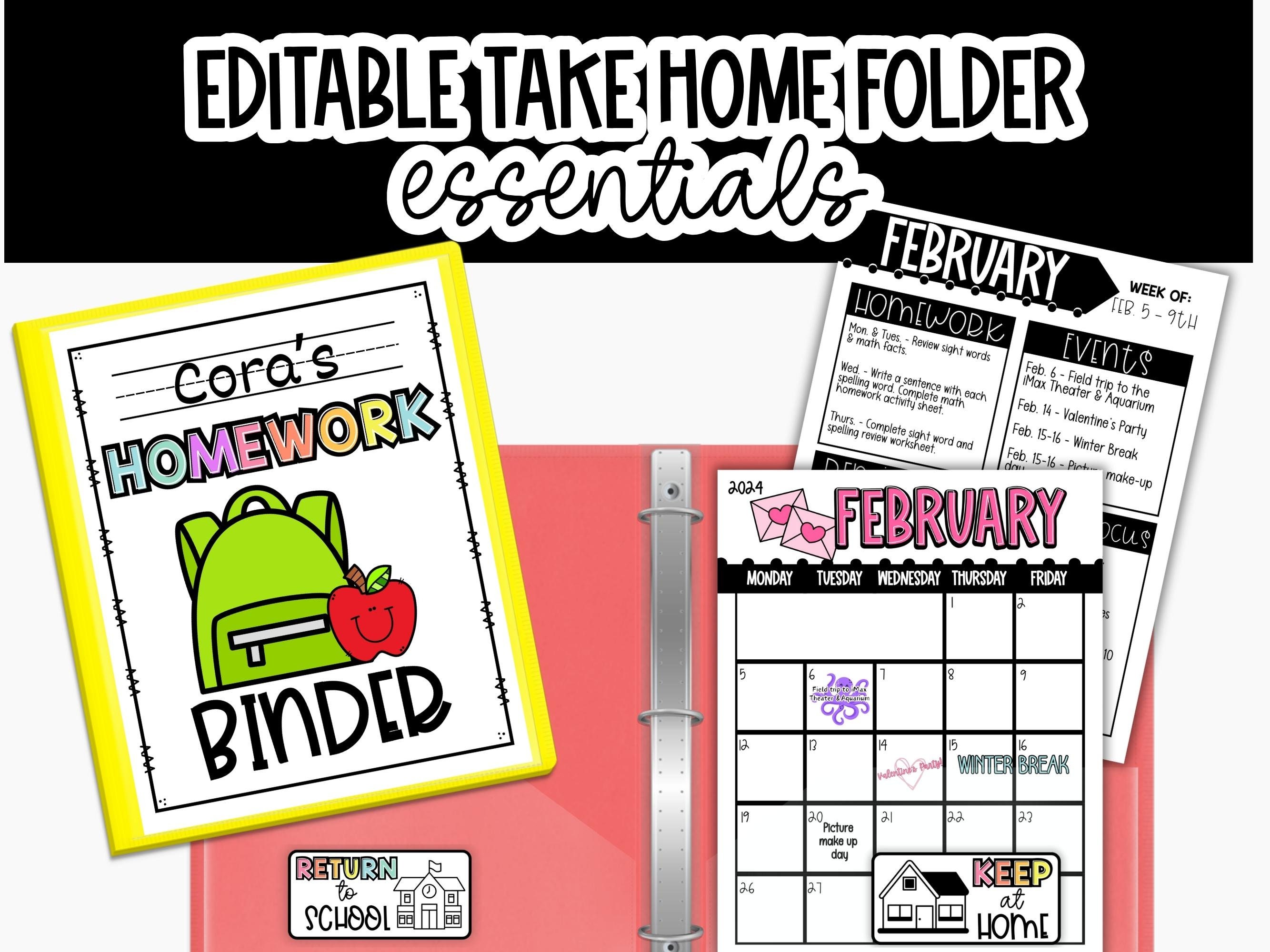 Editable Take Home Folder Canva Templates Student Homework - Etsy