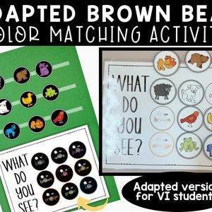 Printable Adapted Brown Bear Color Matching Activity, Special Education ...