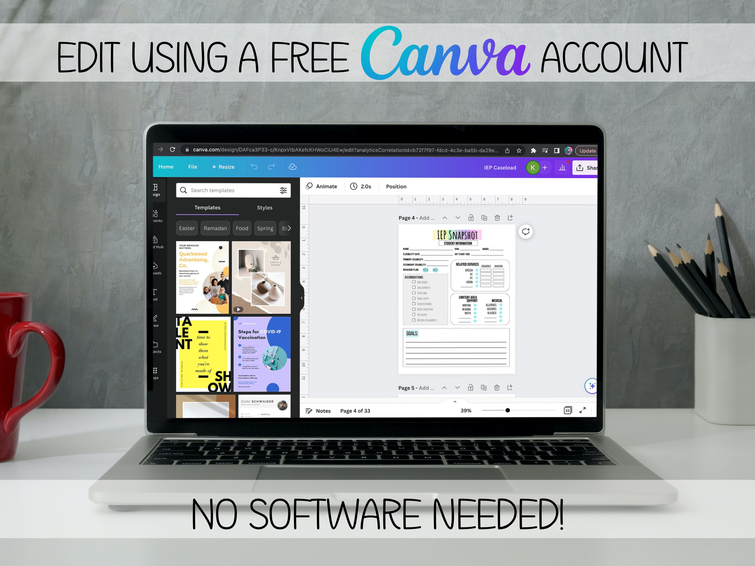 Editable Special Education Caseload Templates, Canva Templates ...