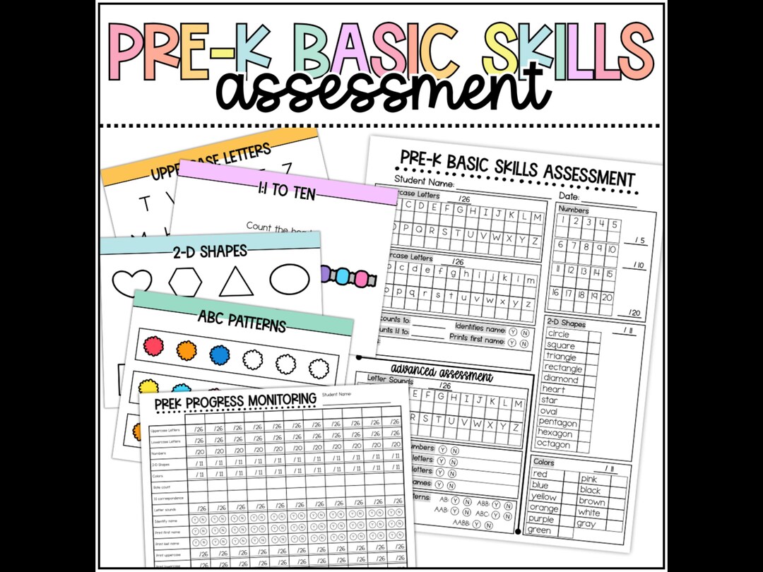 Prek Basic Skills Assessment, Basic Skills Checklist, Special Education ...