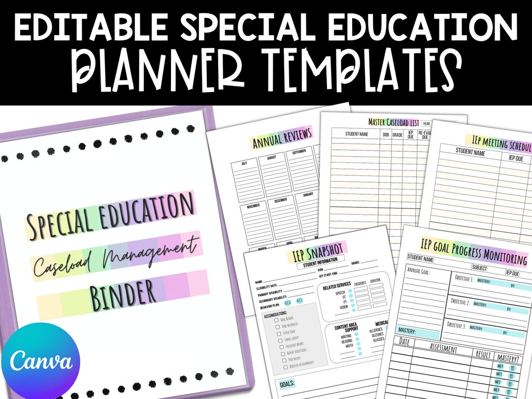 Editable Special Education Caseload Templates, Canva Templates ...