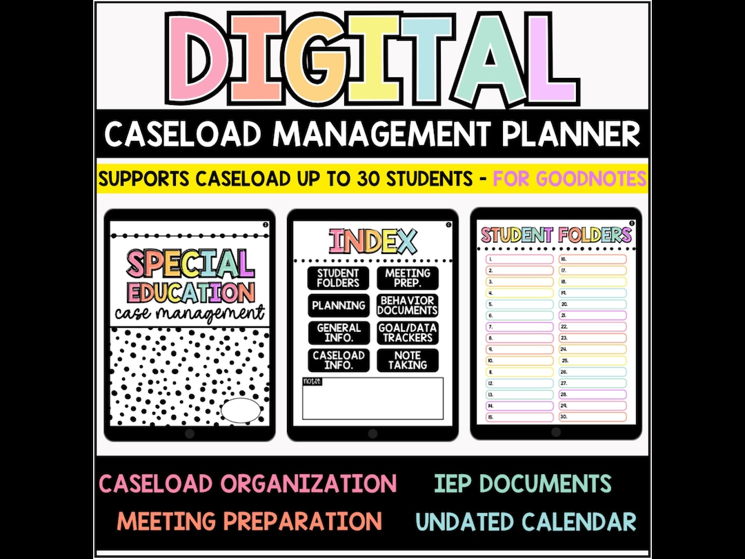 Digital Special Education Planner, 30 Student Case Manager Notebook ...