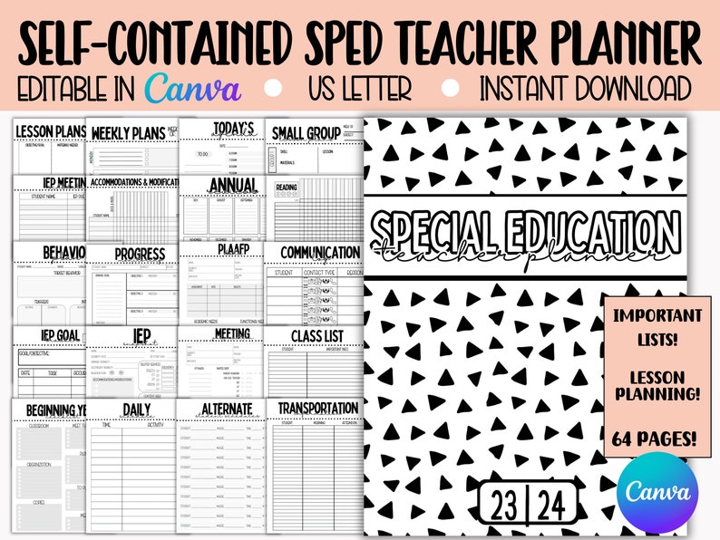Self Contained Special Education Planner Editable Boho - Etsy