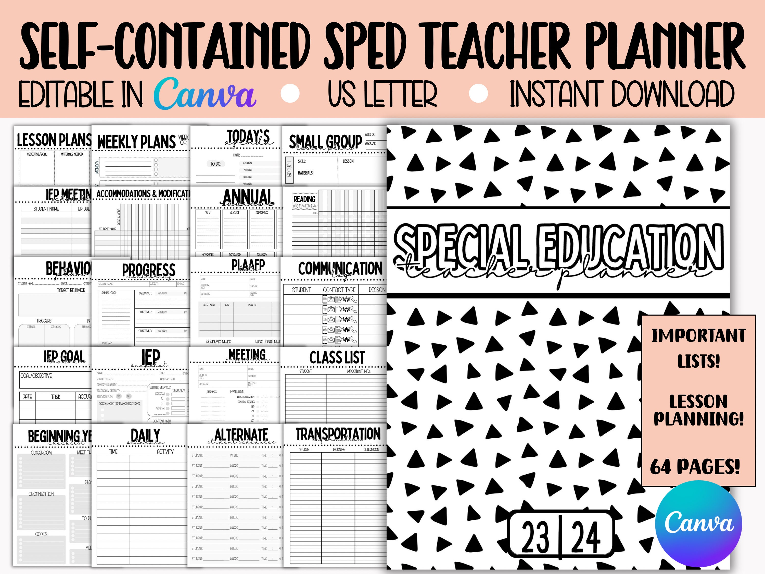 Self Contained Special Education Planner Editable Boho - Etsy