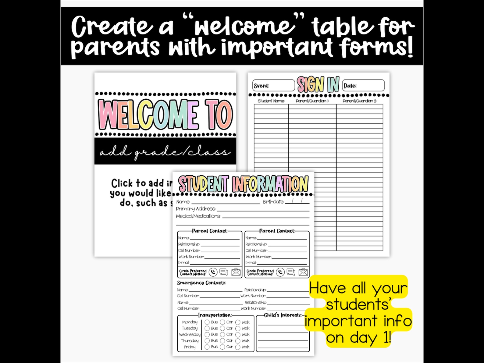 Editable Meet the Teacher Templates, Back to School Teacher Prep, Open ...
