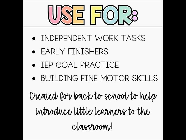 Back to School Prek Interactive Work Mats, Special Education IEP Goal ...