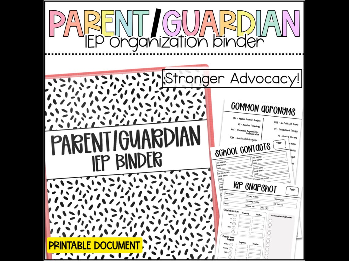 Parent IEP Binder Printable, Special Education Organizer, Iep Meeting ...