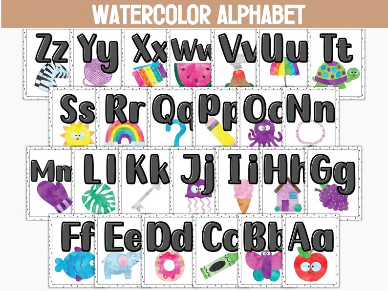 Printable Neutral Classroom Decor, Color Shapes Alphabet Numbers ...