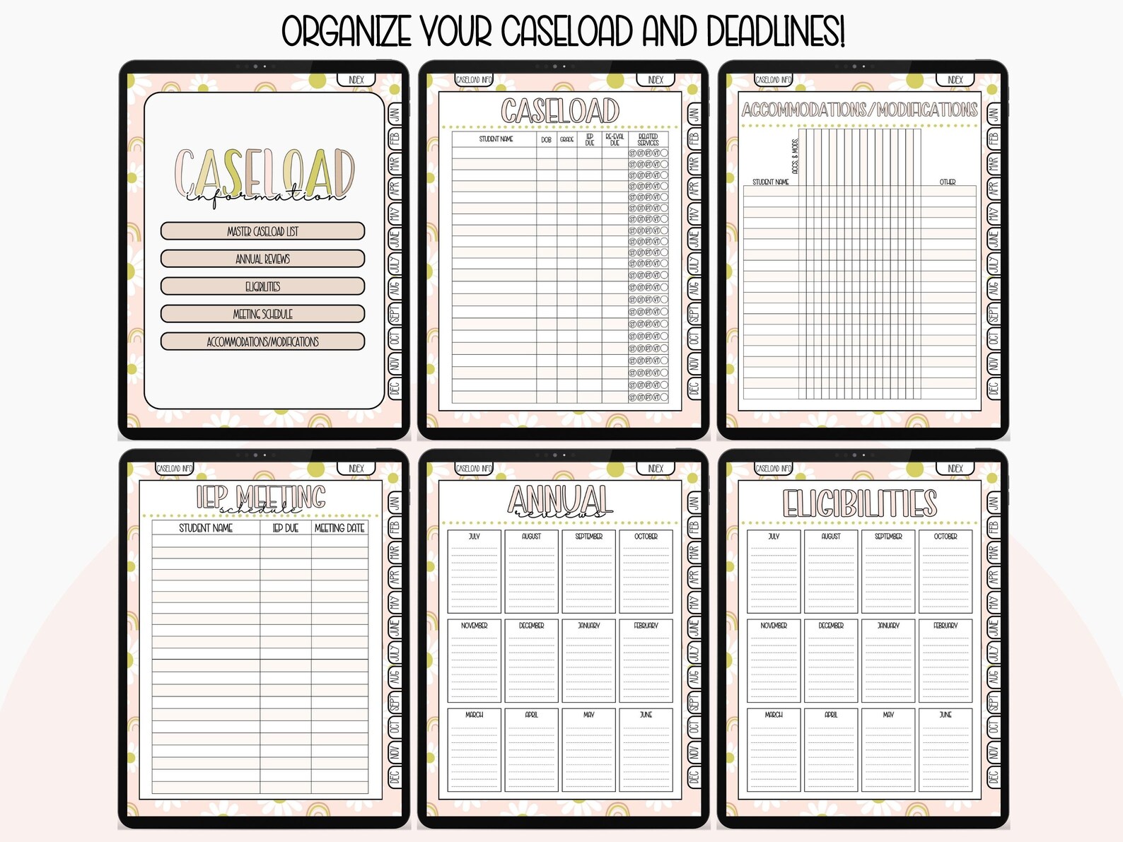 Digital SELF CONTAINED Rainbow Special Education Planner, Caseload and ...