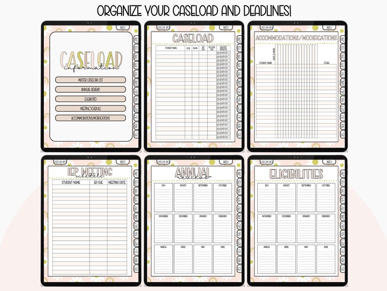 Digital SELF CONTAINED Rainbow Special Education Planner, Caseload and ...