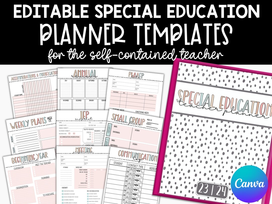 Self Contained Special Education Planner, Editable Boho Teacher Planner ...