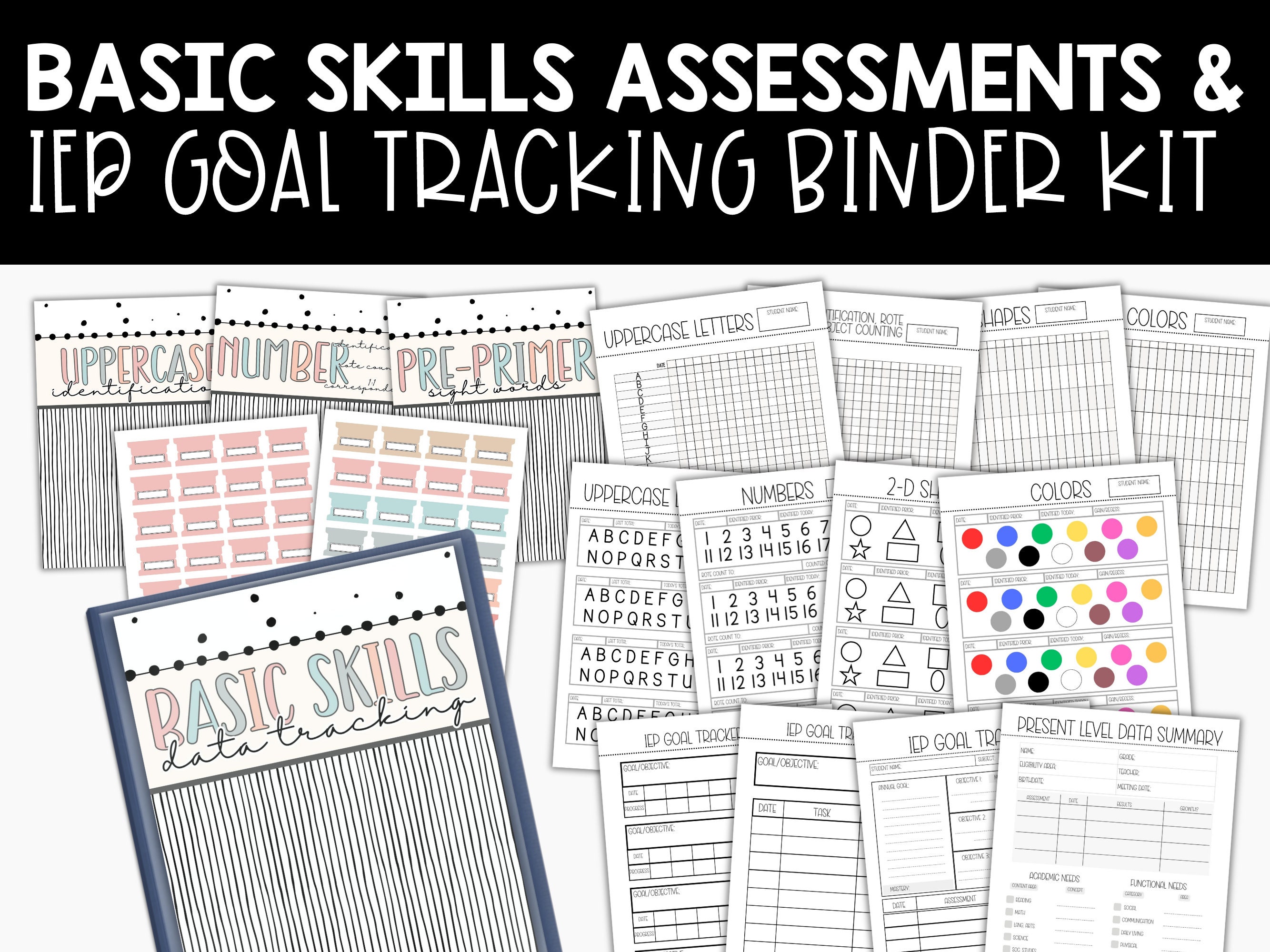 Printable Student Data Tracker, Basic Skills Assessment, IEP Goal ...