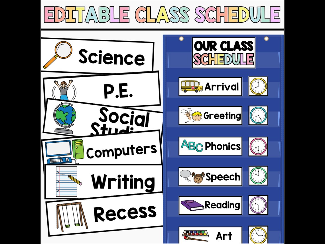 Editable Daily Classroom Schedule Visuals, Special Education Visual ...