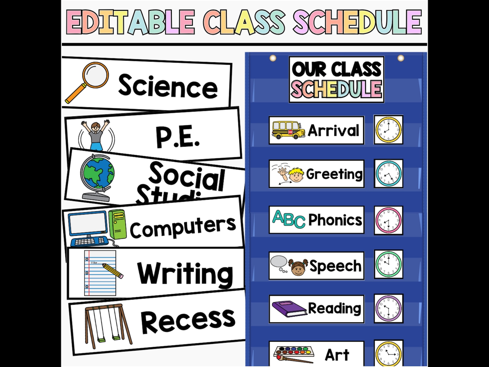 Editable Daily Classroom Schedule Visuals, Special Education Visual ...
