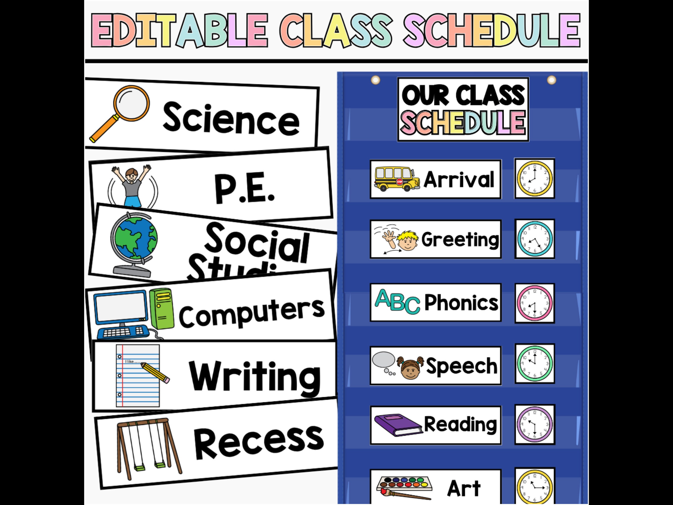 Editable Daily Classroom Schedule Visuals, Special Education Visual ...