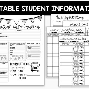 Student Information, Parent Contact Log, Communication Log ...
