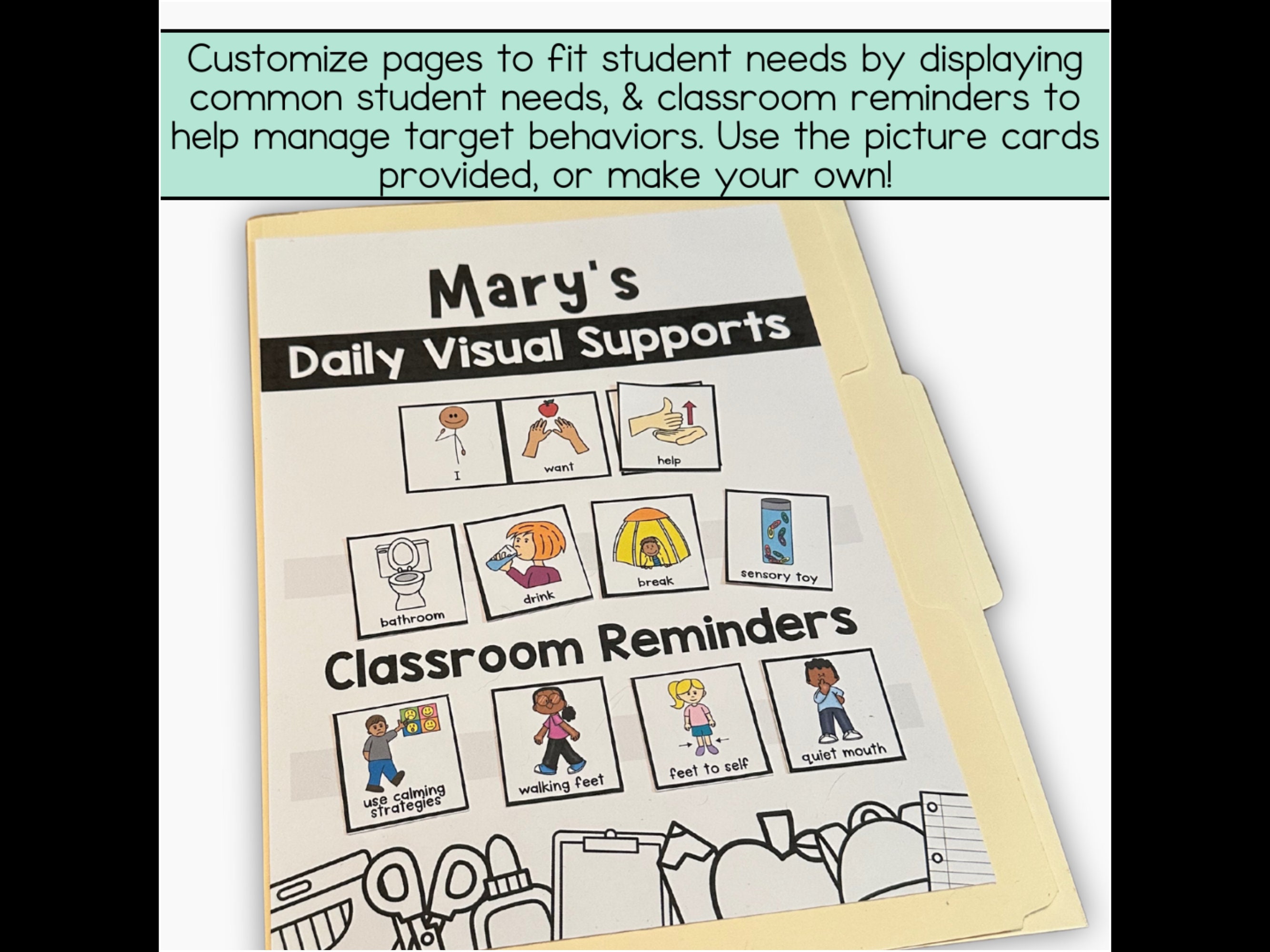 Visual Support Dashboard, File Folder Daily Schedule, Special Education ...