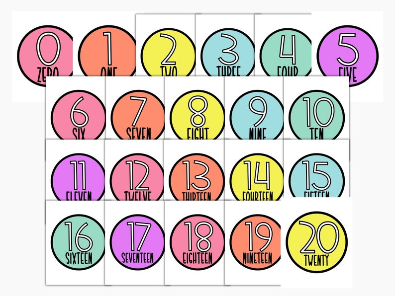 Printable Brights Classroom Decor, Brights Number Line, Number ...