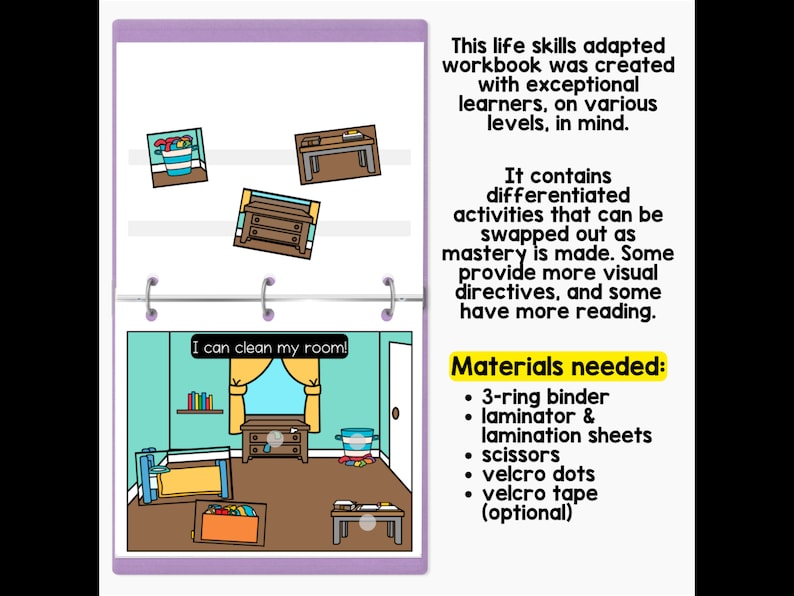 Printable Life Skills Adapted Binder, Daily Living Skills Practice ...