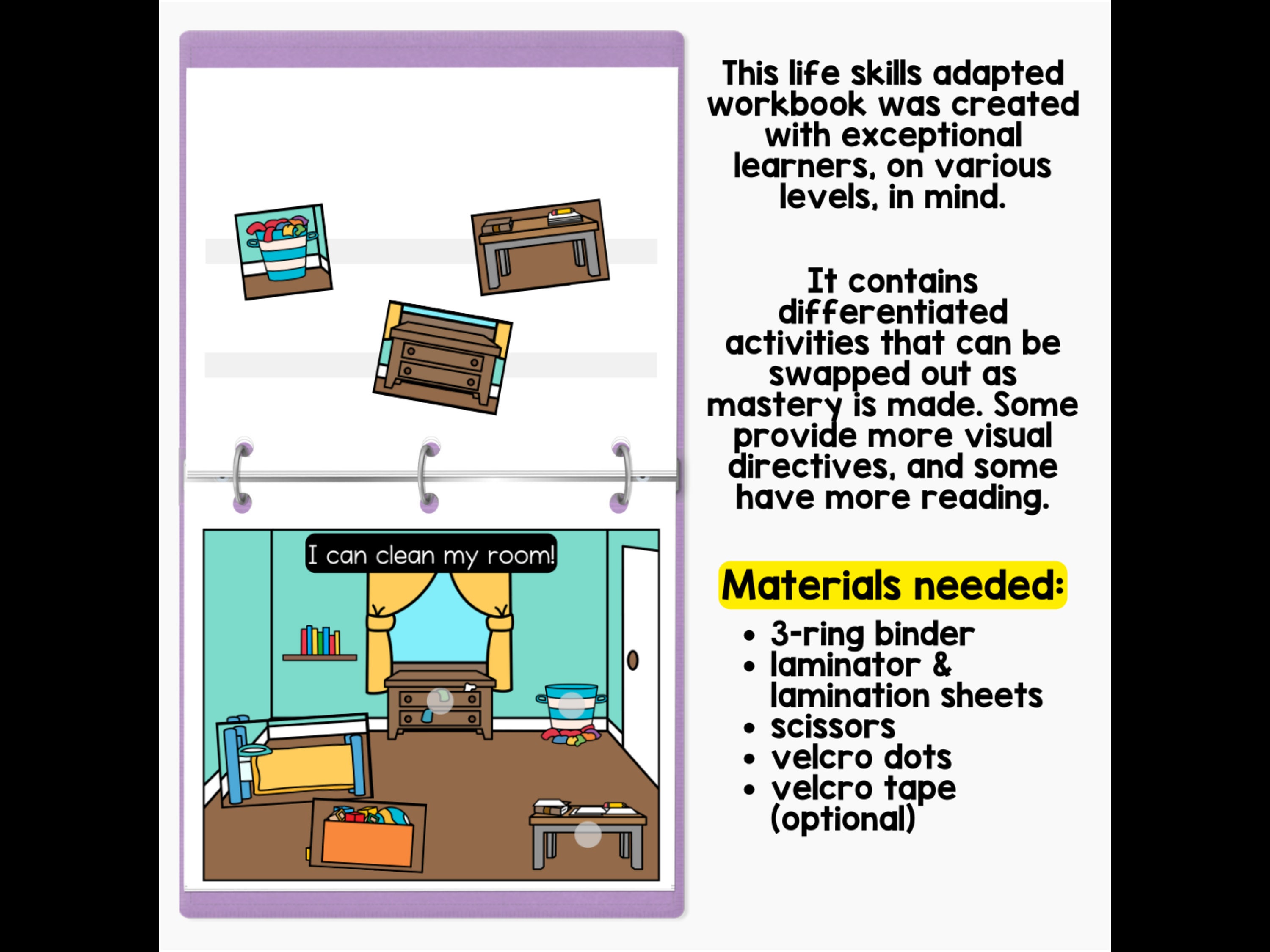 Printable Life Skills Adapted Binder, Daily Living Skills Practice ...